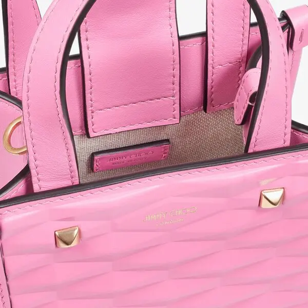 Jimmy Choo Mini North-South Tote Candy Pink Diamond Embossed 3d